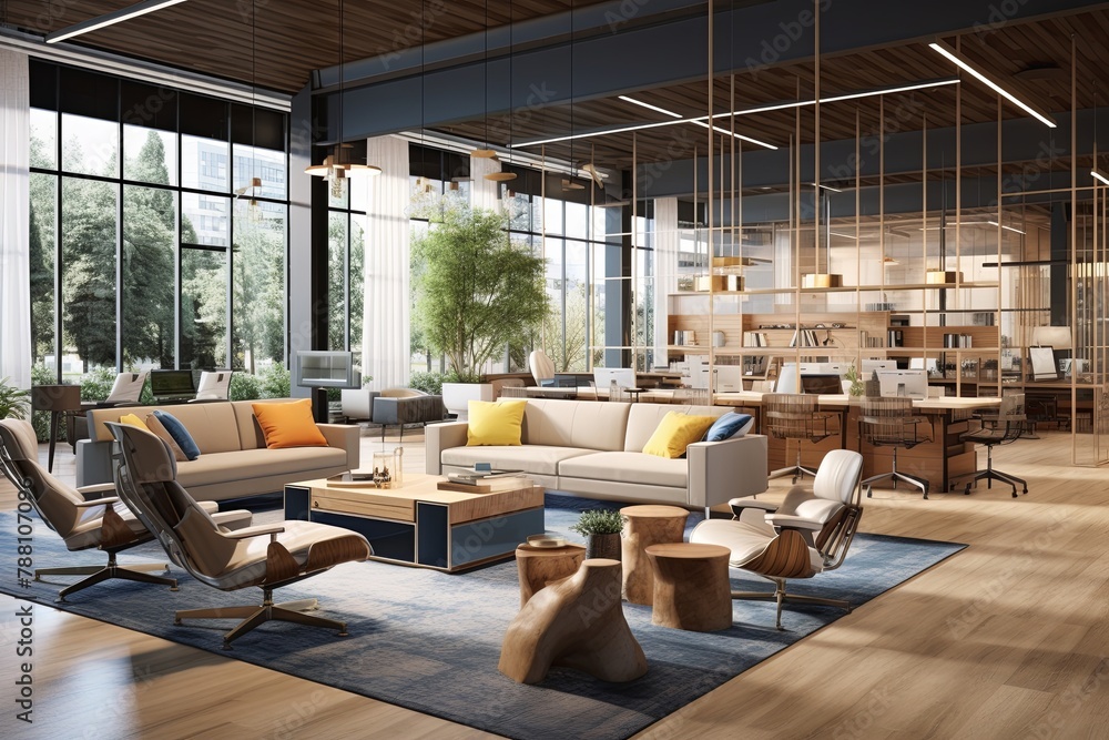 Flexible Seating: Contemporary Office Design with Open Concept Layout ...