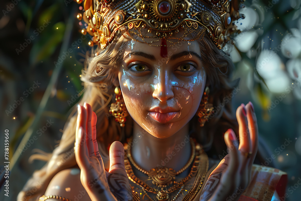A stunning depiction of Devi Parvati, the Hindu goddess of love ...