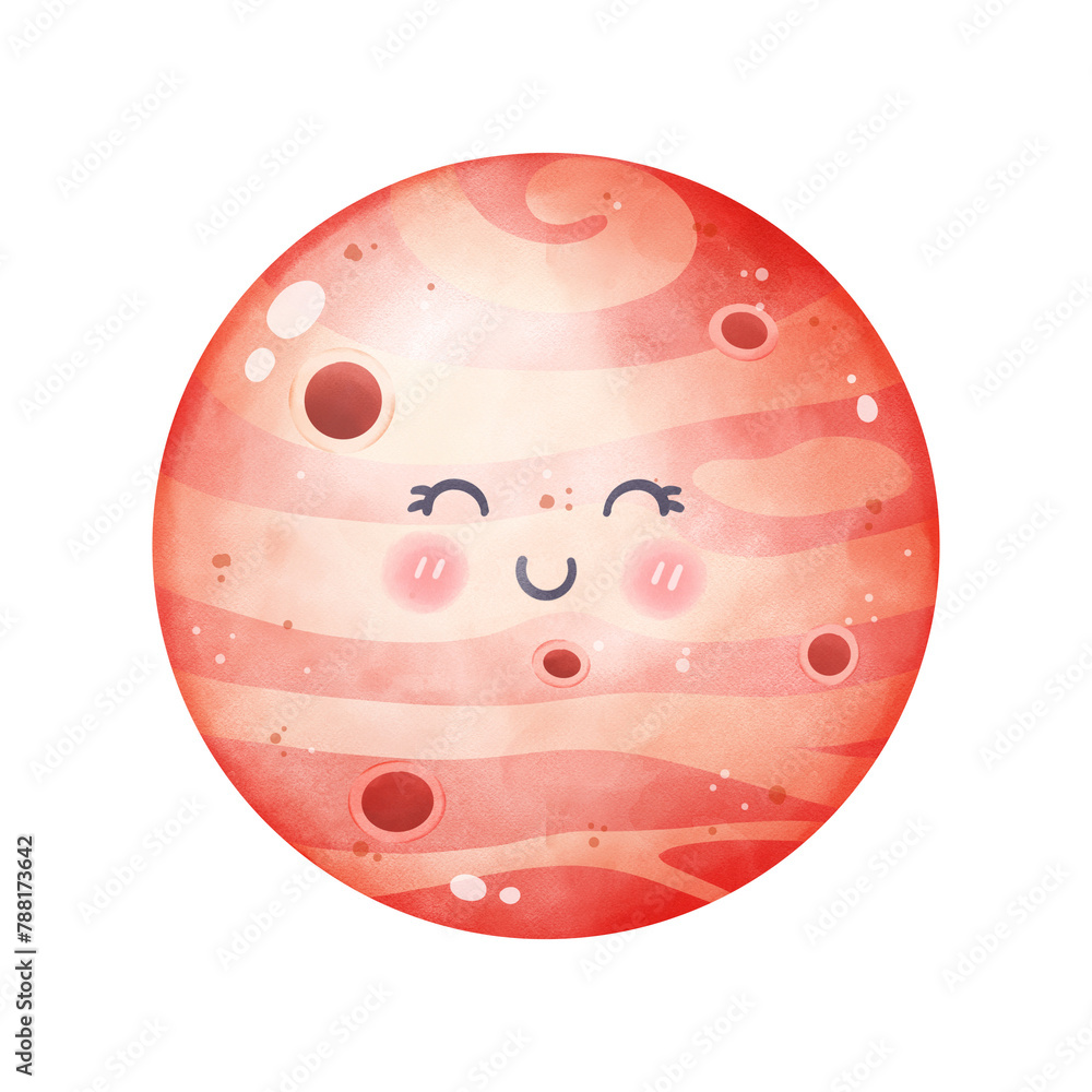 Mars clip art, illustration of the planet, A cute cartoon drawing of a ...