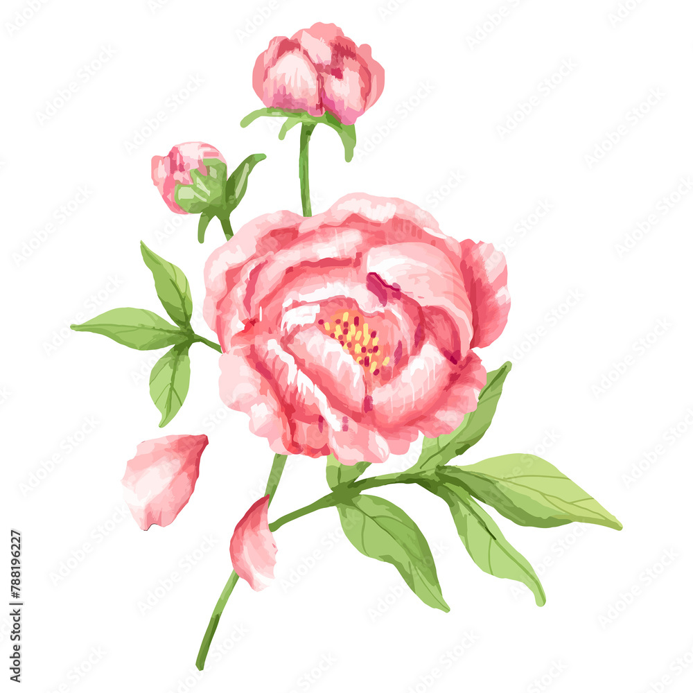 Pink flower sticker clipart, floral illustration on transparent ...