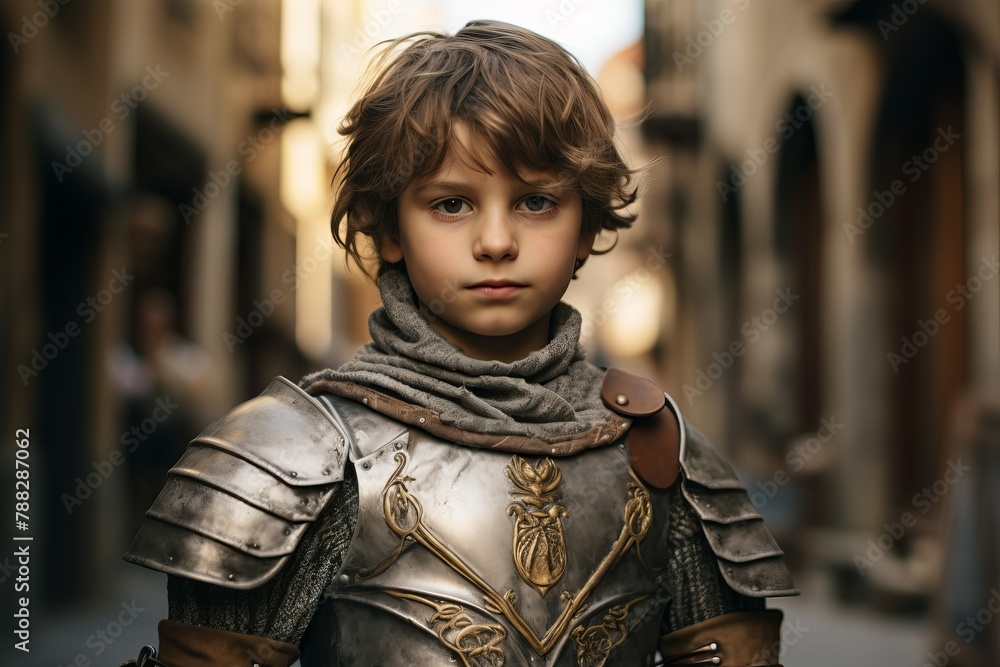 Imaginative Medieval knight child. Armor war. Generate Ai Stock Photo ...