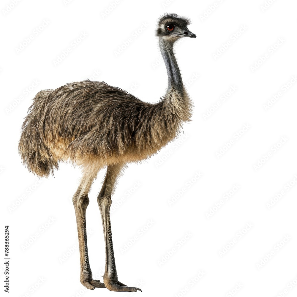 Emu standing side view isolated on white background, photo realistic ...