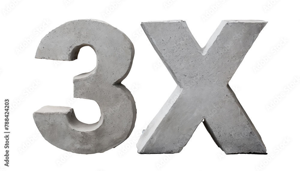 Gray crumbs concrete, Cement made number 3X sign, can use for your ...