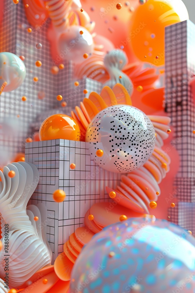 Craft a front-facing, minimalist digital rendering of dynamic data ...