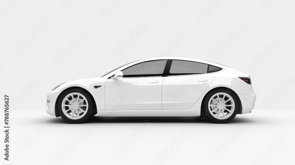 Non-existent brand-less generic concept white sport electric car on ...
