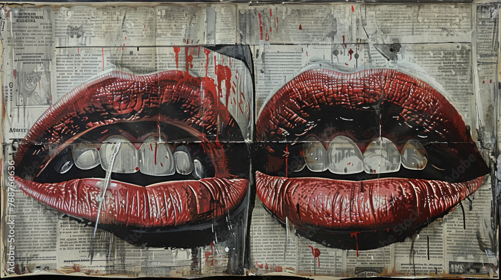 Stock-Illustration „A striking collage portrait woman, pieced together ...