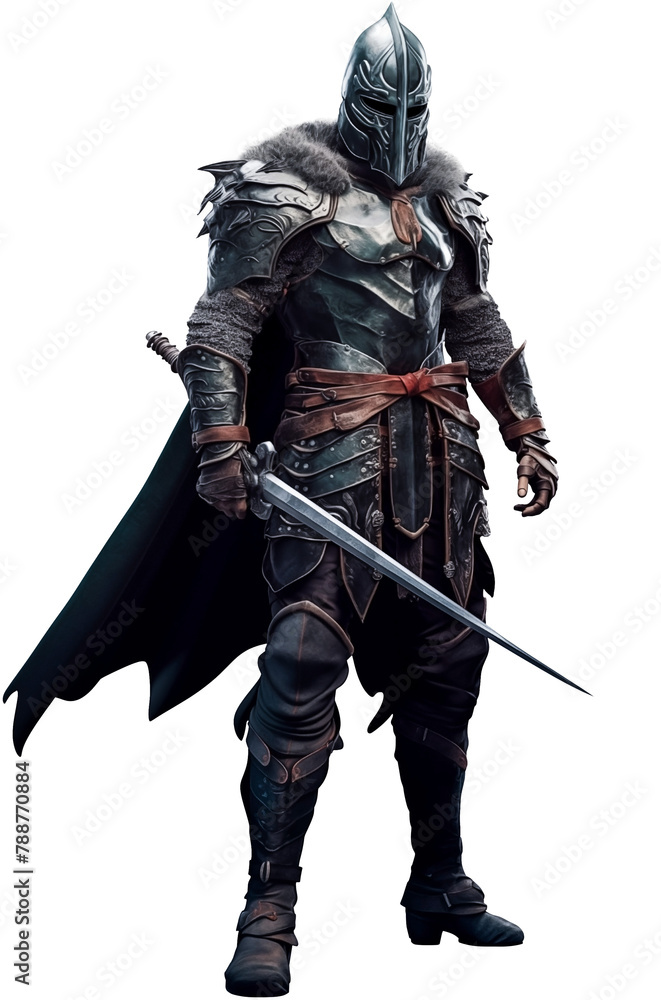 fantasy mediaeval knight PNG assassin character isolated on white and ...