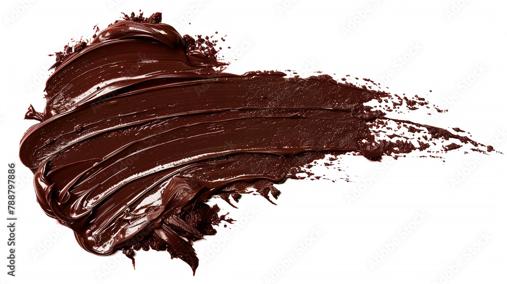 Chocolate lipstick smear smudge, brush stroke painting over transparent ...