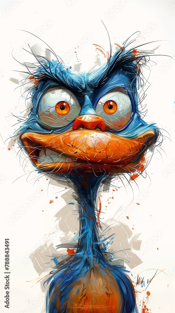 cartoon bird big beak orange eyes portrait angry helpless loony toons ...