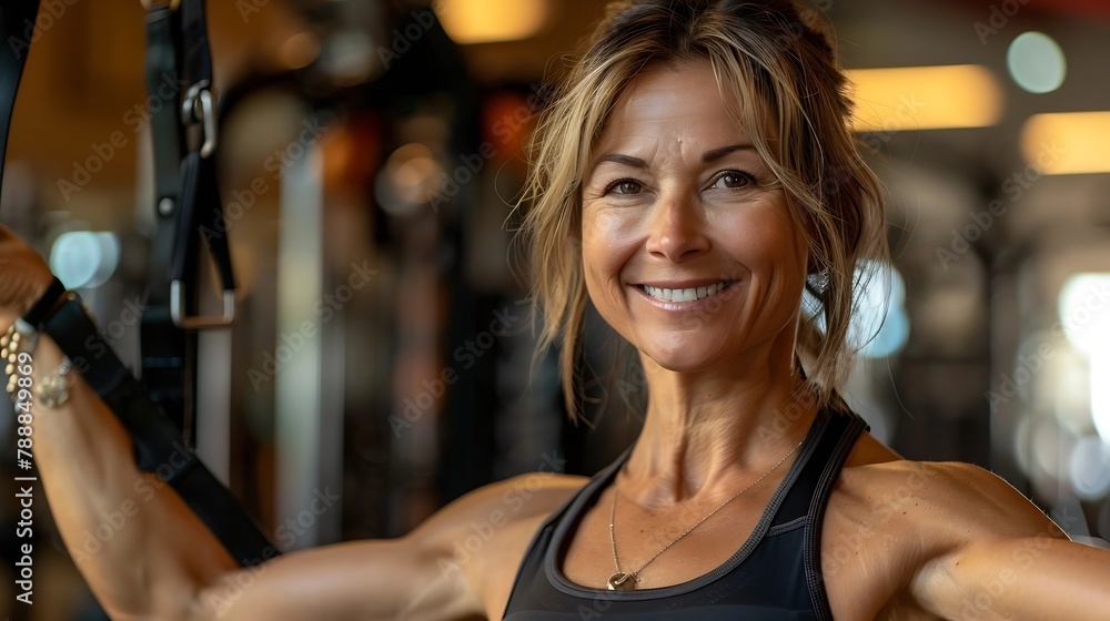 Generative AI : 40 year old woman with a normal body in the gym Stock ...