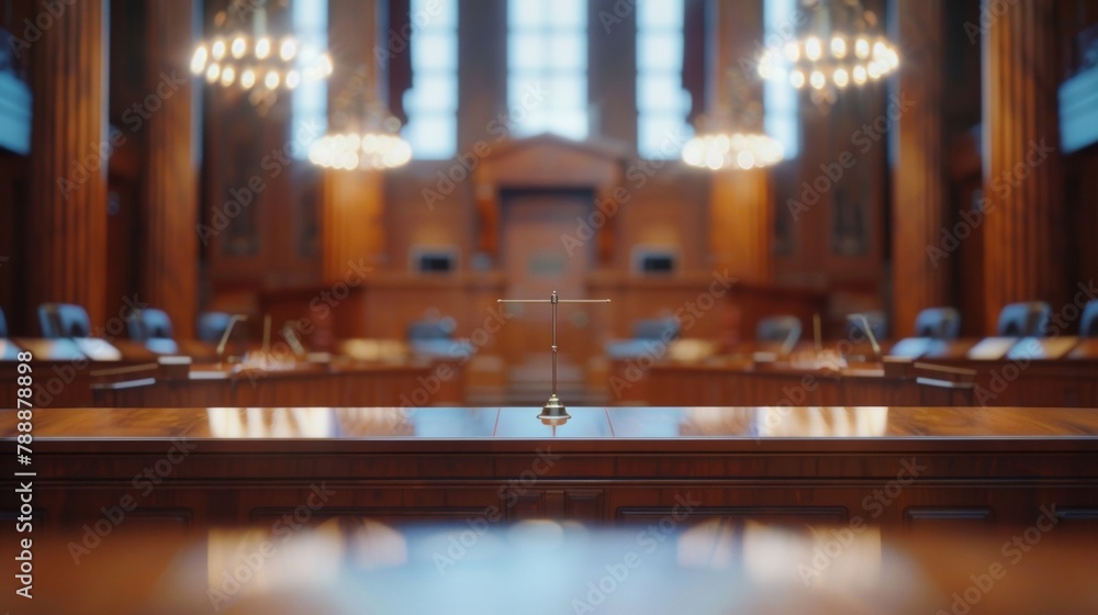 Defocused Courtroom Panorama The blurred backdrop of a stately ...