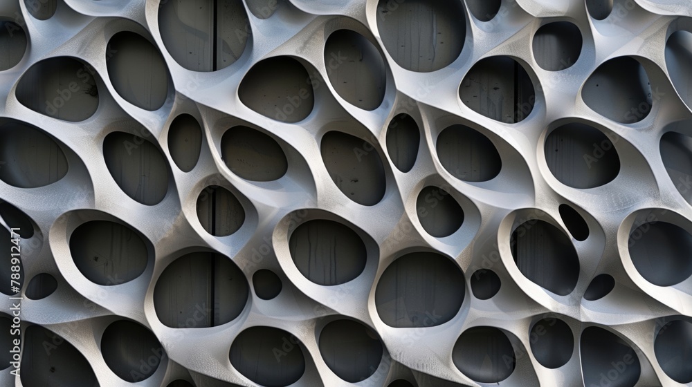 Closeup of a section of a parametric building facade with parametric ...