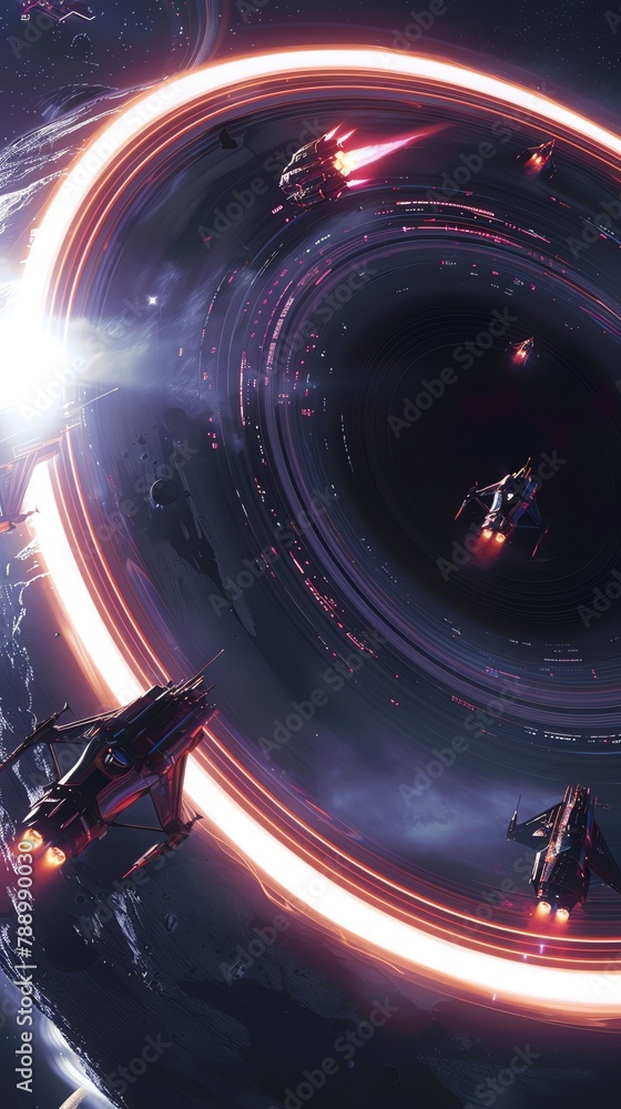 Stock-Illustration „Space racers skirting the edge of a black hole, the ...