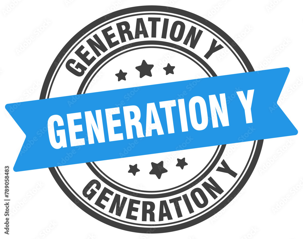 generation y stamp. generation y label on transparent background. round ...