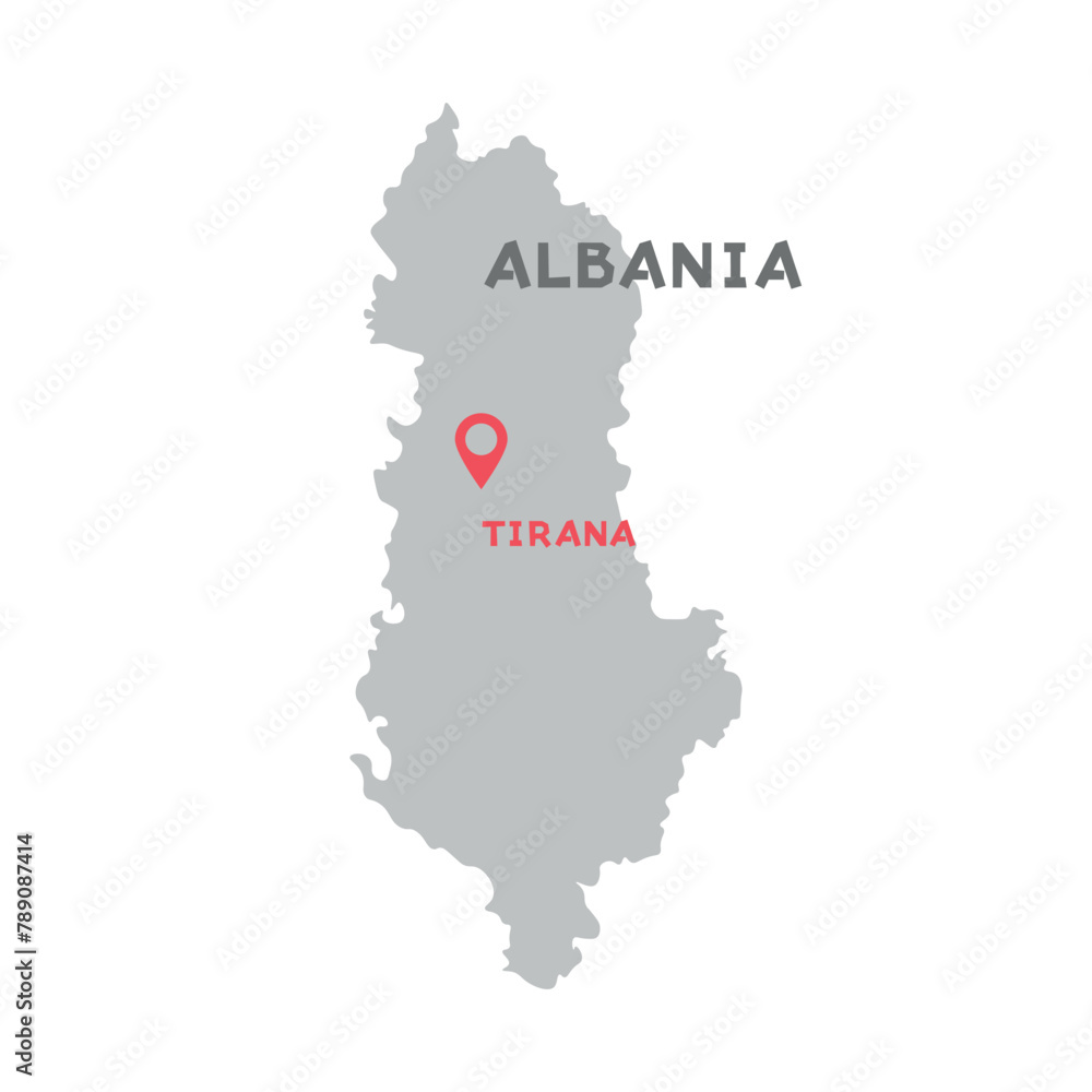 Albania vector map illustration, country map silhouette with mark the ...