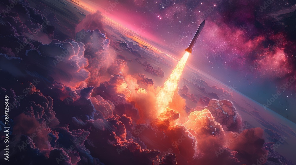 Rocket Launch from Mobile Platform. Hypersonic Missile Launch with ...