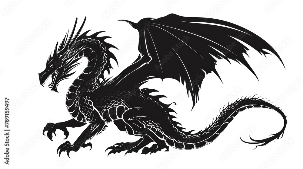 Vector illustration clipart of dragon over white background. Stock ...