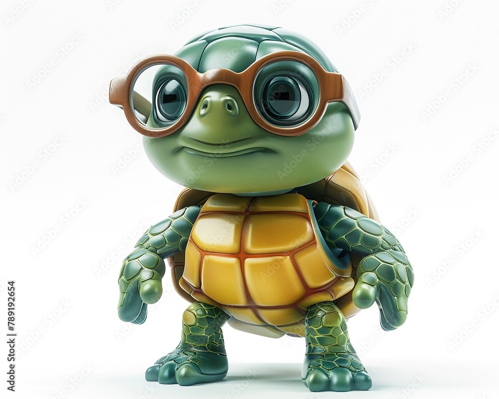 Cute 3D turtle tortoise teacher professor mascot, wearing nerd geek ...
