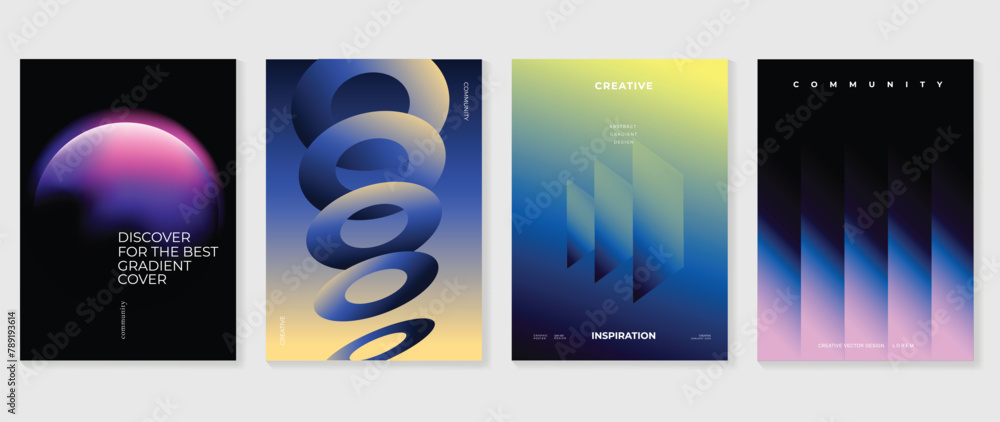 Abstract gradient background vector set. Minimalist style cover ...