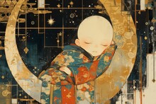 Baby Moon With Face Vintage Art Free Stock Photo - Public Domain Pictures