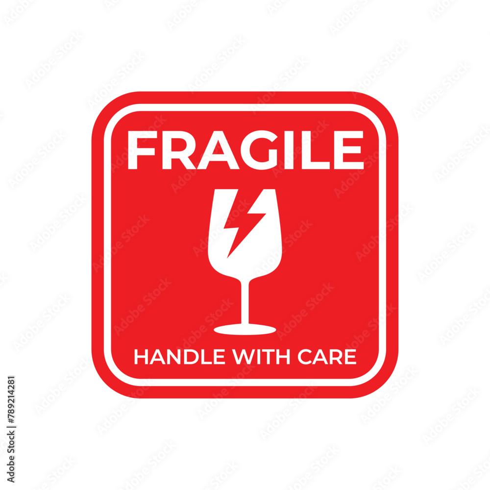 Sticker fragile handle with care vector. warning label, fragile label ...