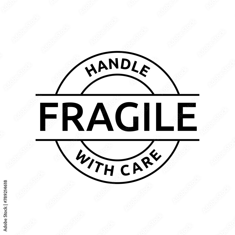 Sticker fragile handle with care vector. warning label, fragile label ...