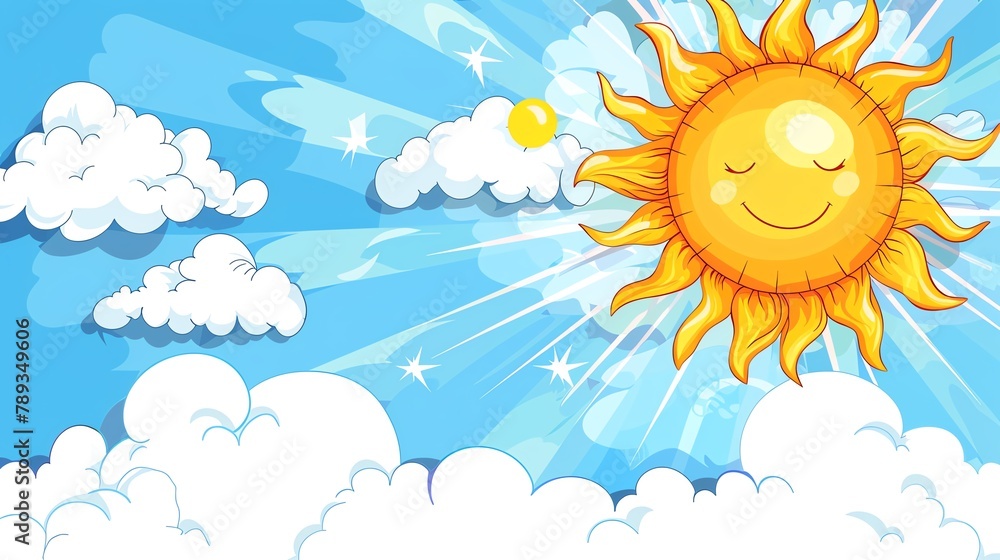 Sun clipart shining brightly in the sky Stock Illustration | Adobe Stock