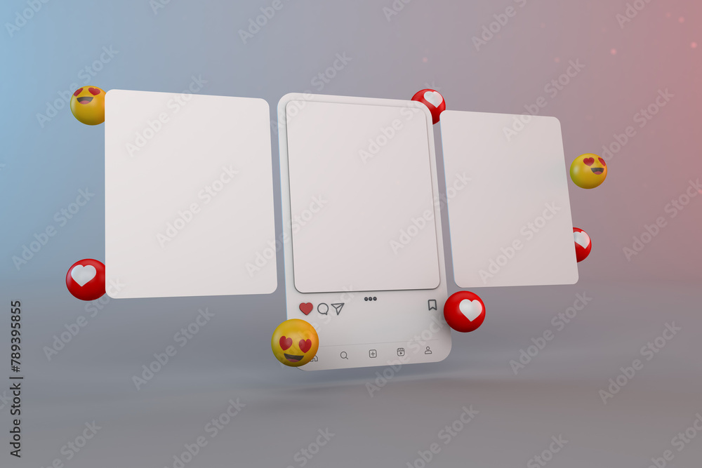 Instagram carousel post a emoticons reaction with love emoticons and ...