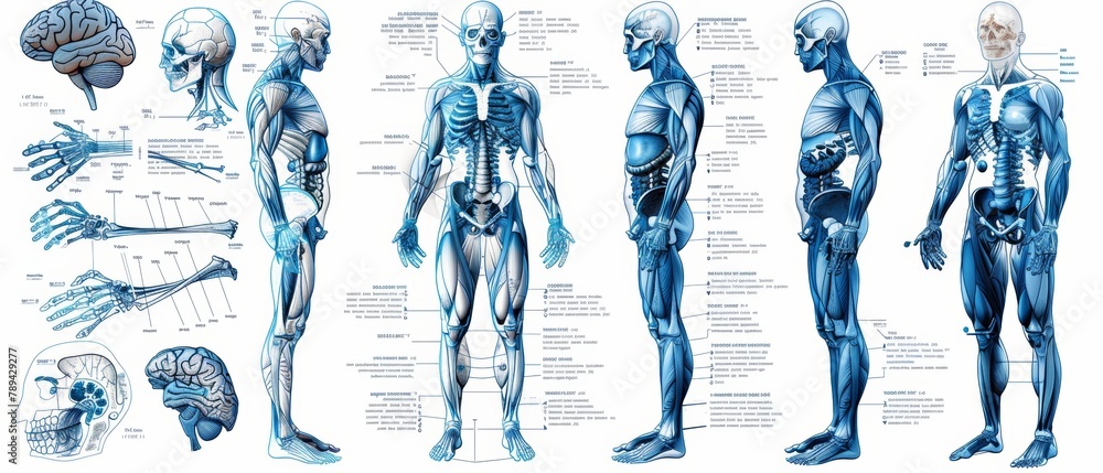 Icons illustrating muscles, linear style. Muscle tissue, structure ...