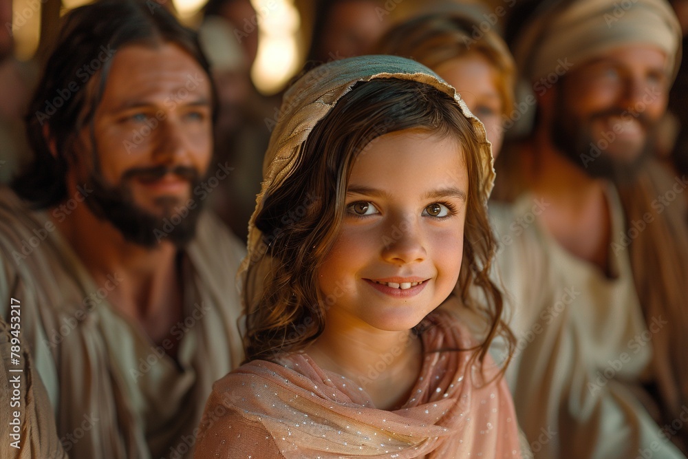 Jesus heals the daughter of Jairus. Stock Photo | Adobe Stock