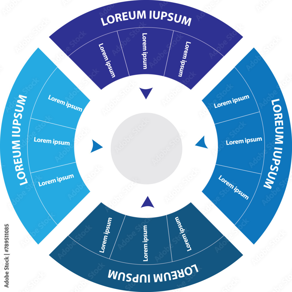 Collection of vector circle chart infographic templates for ...