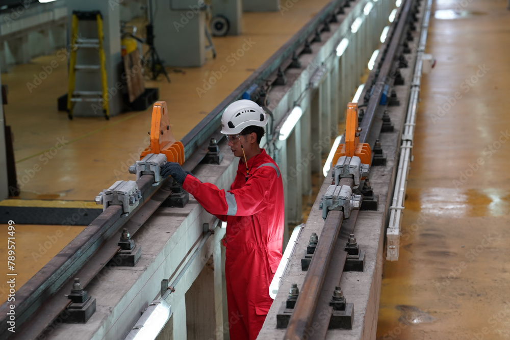 The Red Line train stops at a maintenance facility at Bang Sue Central ...