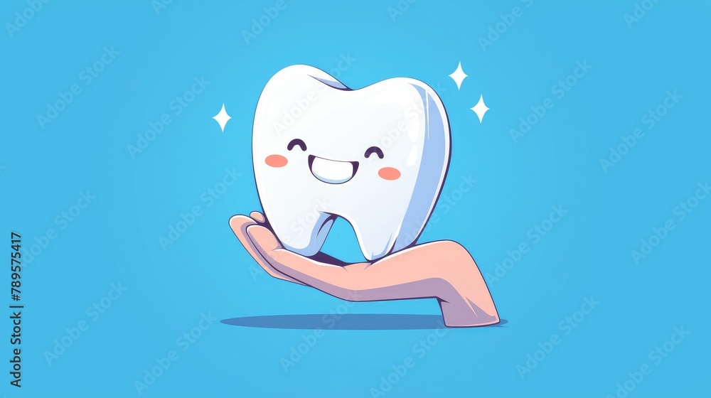 The dentist holds an X ray of a tooth in hand depicted as a single icon ...