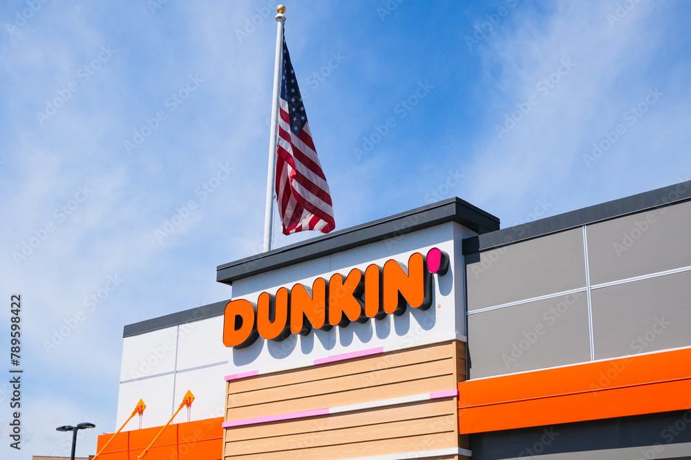 Massachusetts, USA - 19 April 2024. General view of the Dunkin Donuts ...