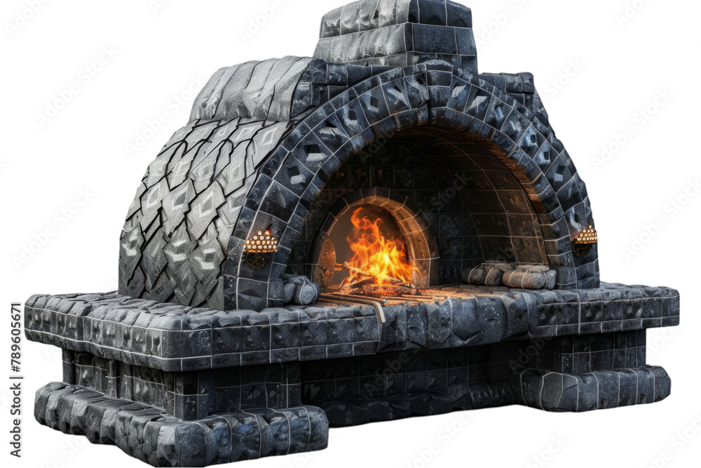 Traditional Stone Oven with Fire. Classic Wood-Fired Oven with Stone ...