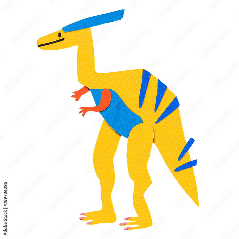 Dinosaur png, parasaurolophus paper craft, transparent background Stock ...