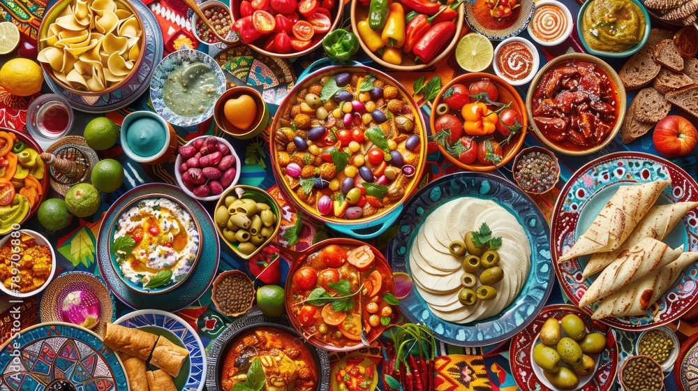 vibrant collage of international cuisine representing diverse culinary ...