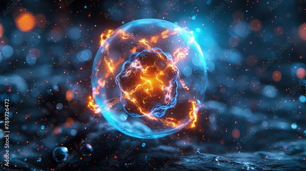 Hydrogen Atom Digital Rendering Of Hydrogen Atom Structure In