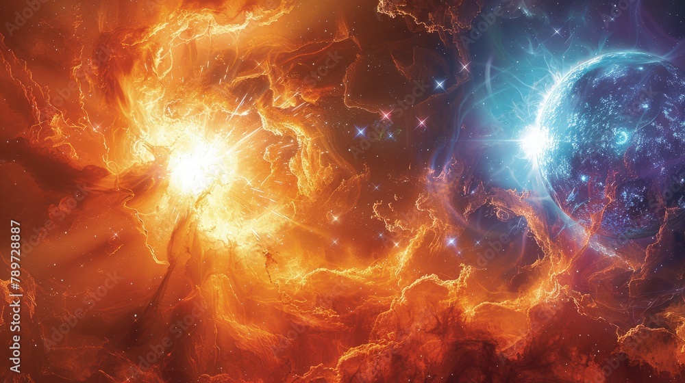 Stellar Fusion. Depict the Intense Fusion Reactions Igniting in the ...