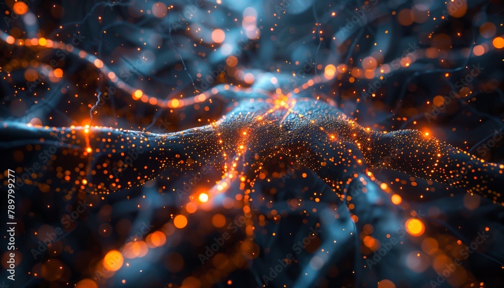 Zoomed-in view of a neural network forming memories, conceptual ...