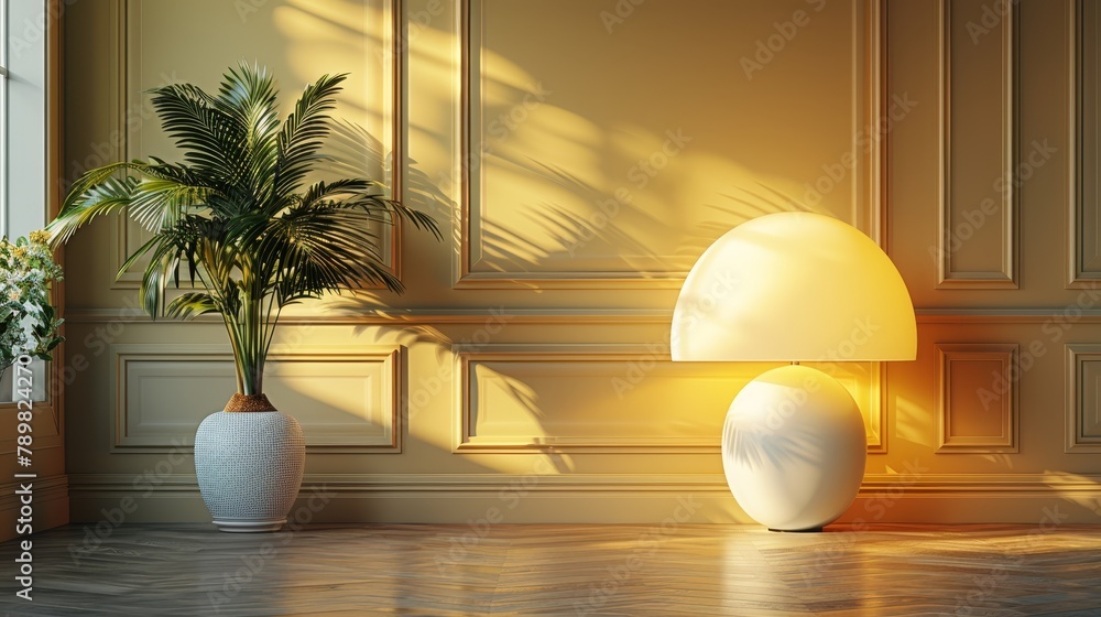 Two identical white vases, each holding a plant, are placed side by ...