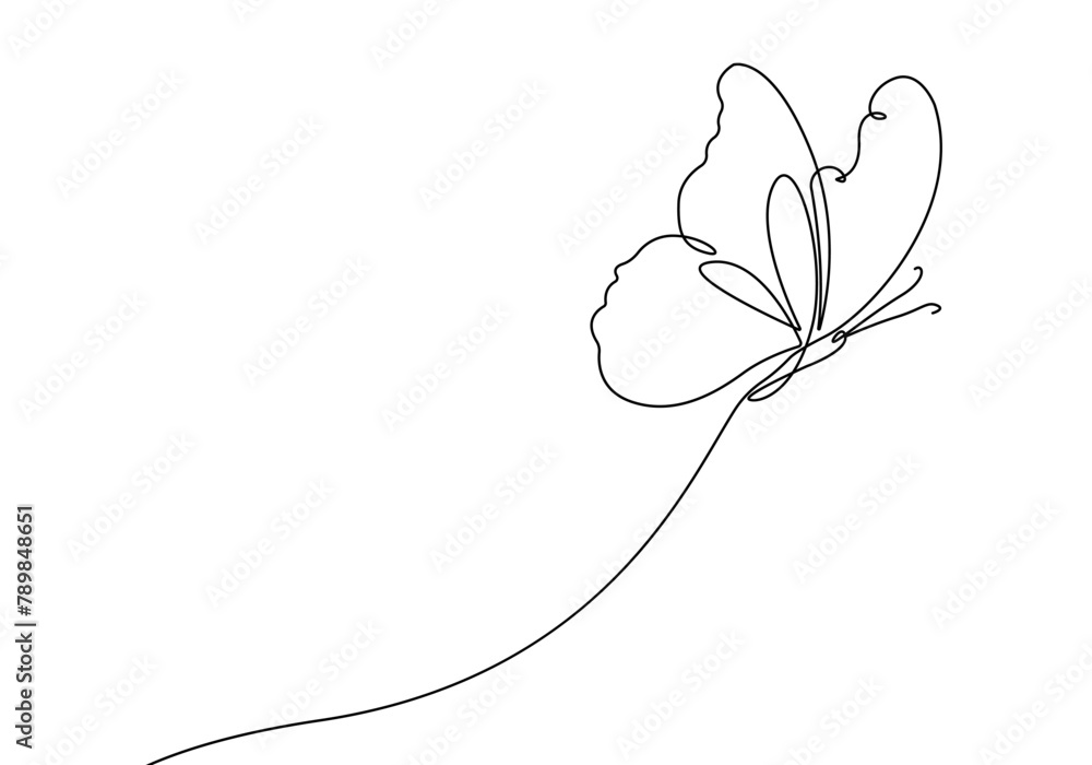 Butterfly Flying Line Art Drawing. Butterfly Line Art Illustration for ...