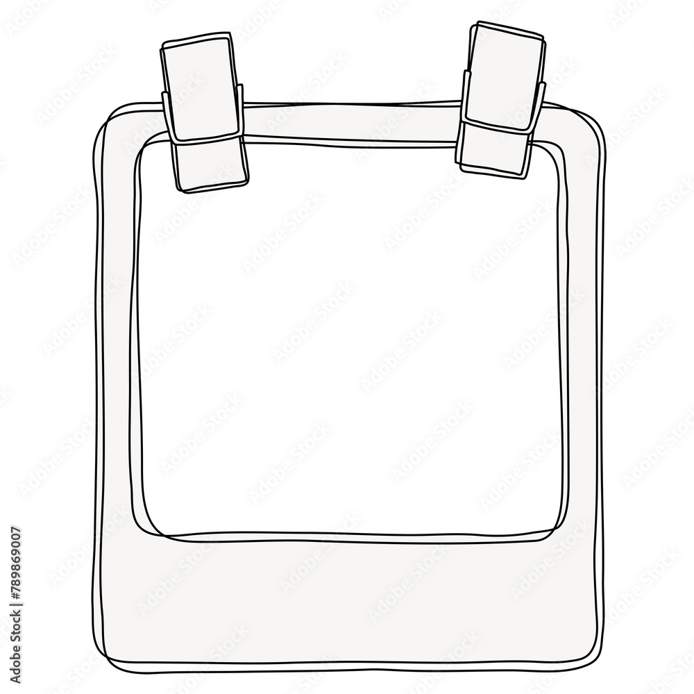 Doodle frame png, instant photo sticker on transparent background Stock ...