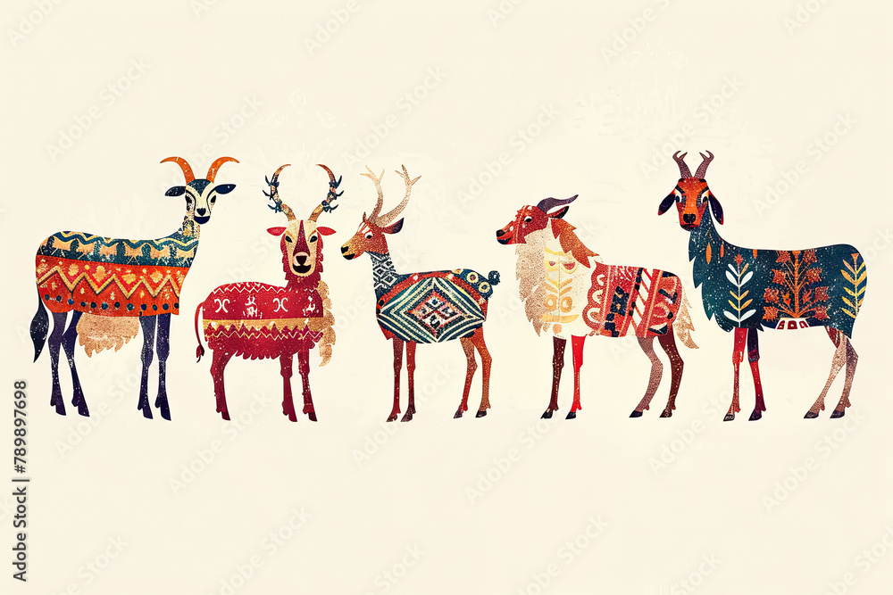 Illustrative graphic design of a lineup of animals traditionally ...