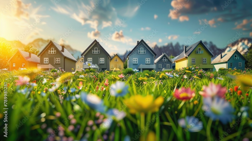 Downsizing images, homes are standing in a line, homes are seen in ...