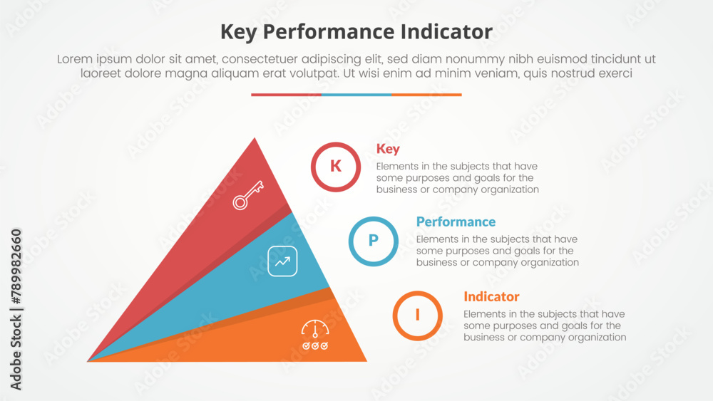KPI key performance indicator model infographic concept for slide presentation with creative ...