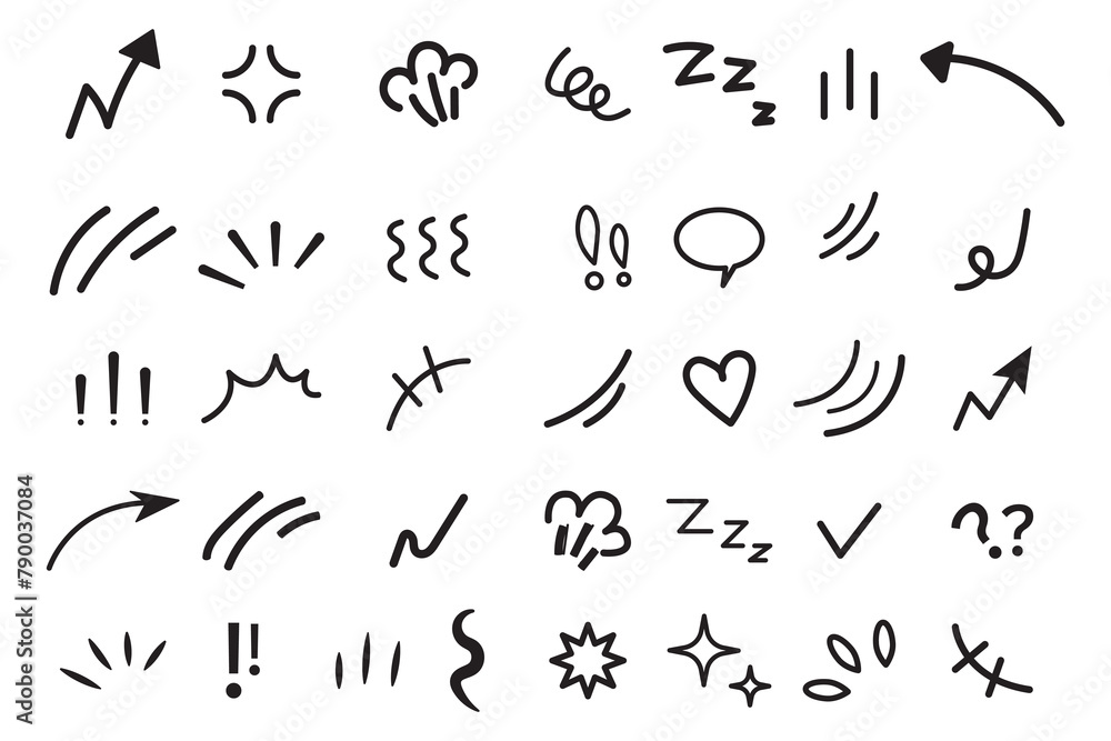 Line movement effect element, cartoon emotion effect decoration icon ...