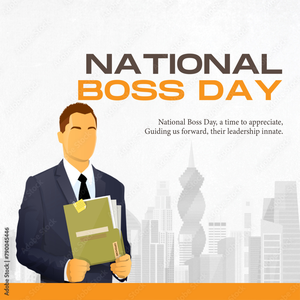 An illustration for National Boss Day, depicting a boss in a suit ...