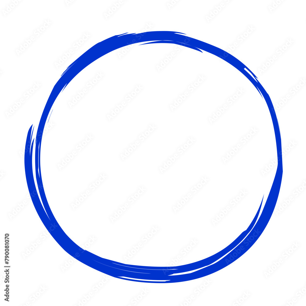 Image vectorielle Stock Blue circle drawing pen. Highlight hand drawn circle isolated on white ...