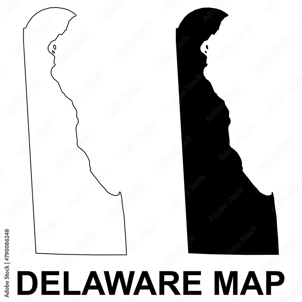 Set of Delaware map, united states of america. Flat concept icon vector ...